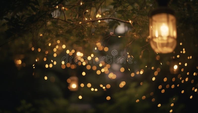 Glowing Lanterns Illuminate the Dark Winter Night with Vibrant Colors Generated by AI Stock ...