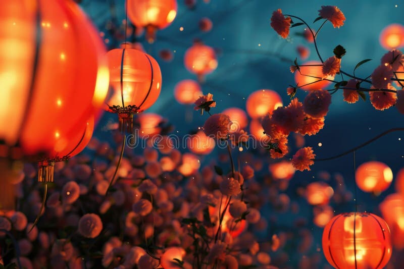 Celebratory Lantern Display Stock Image - Image of night, decor: 371497965