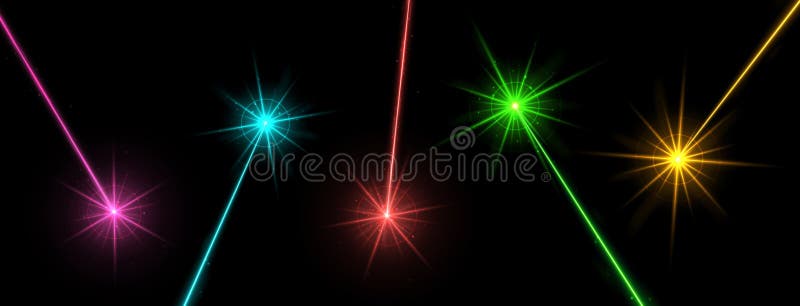 Glowing Lasers, Multicolored Laser Beams Isolated on Black. Stock ...