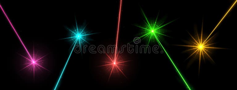 Glowing Lasers, Multicolored Laser Beams Isolated on Black. Stock ...
