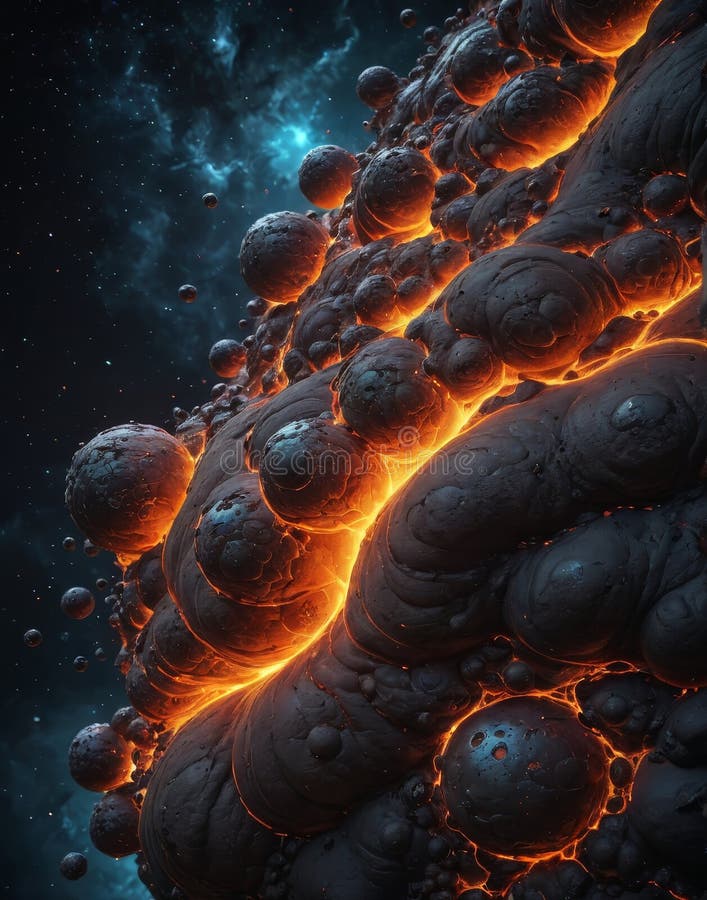 Glowing Lava Bubbles Drifting in Space Stock Illustration ...