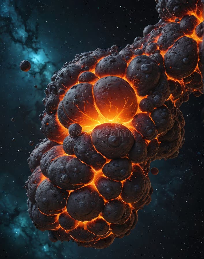 Glowing Lava Bubbles Drifting in Space Stock Illustration ...