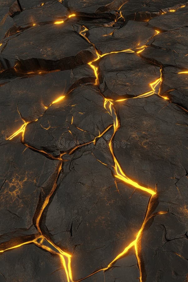 Glowing Lava Cracks Volcanic Rocks Fiery Patterns Nature Stock Photos ...