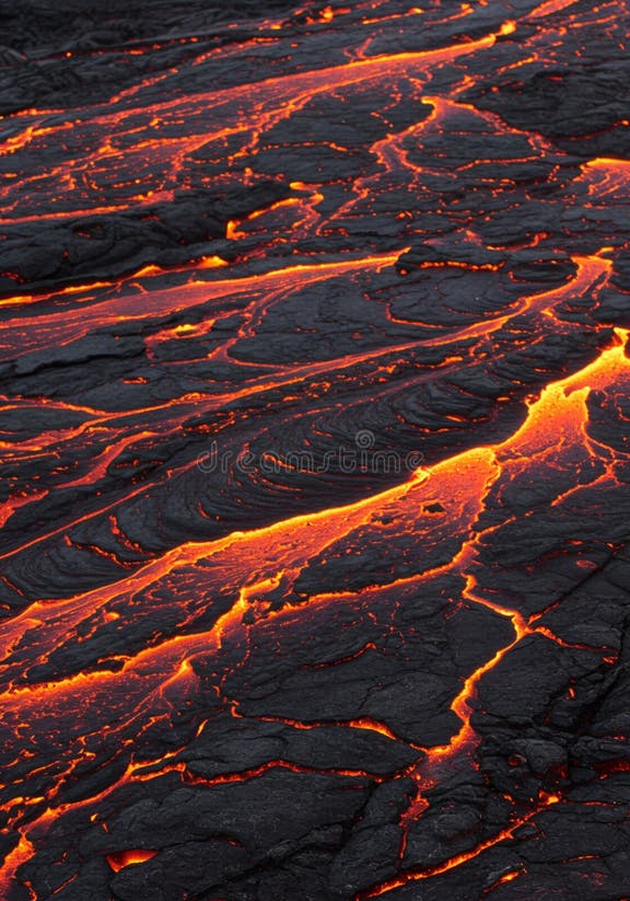 Glowing Lava Flow Texture Volcanic Rock Surface Stock Illustration ...