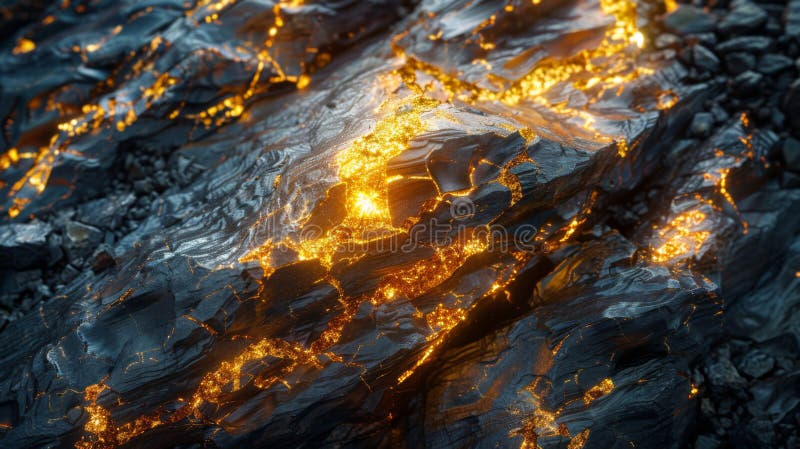 Glowing Lava Flows Over Volcanic Rocks in a Dramatic Display of Natures ...