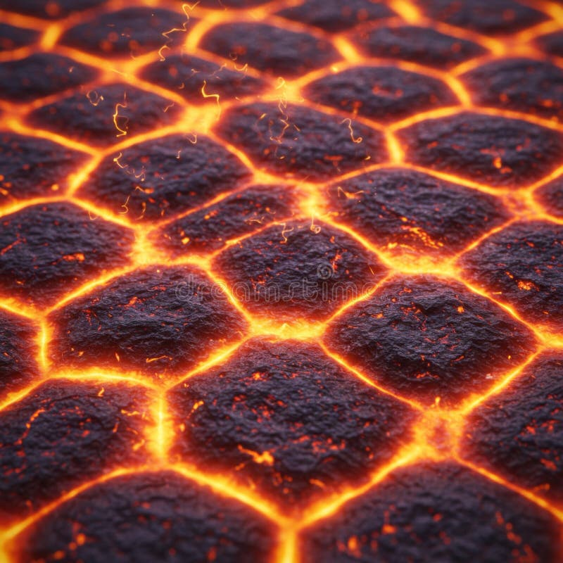 Glowing Lava Hexagon Texture Background Stock Illustration ...