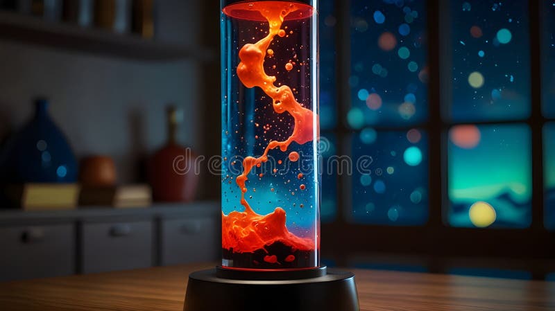 A Glowing Lava Lamp with Liquid Floating in Zero Gravity Stock ...