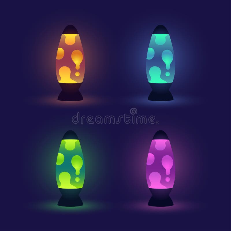 Glowing lava lamps set stock vector. Illustration of color - 79645046