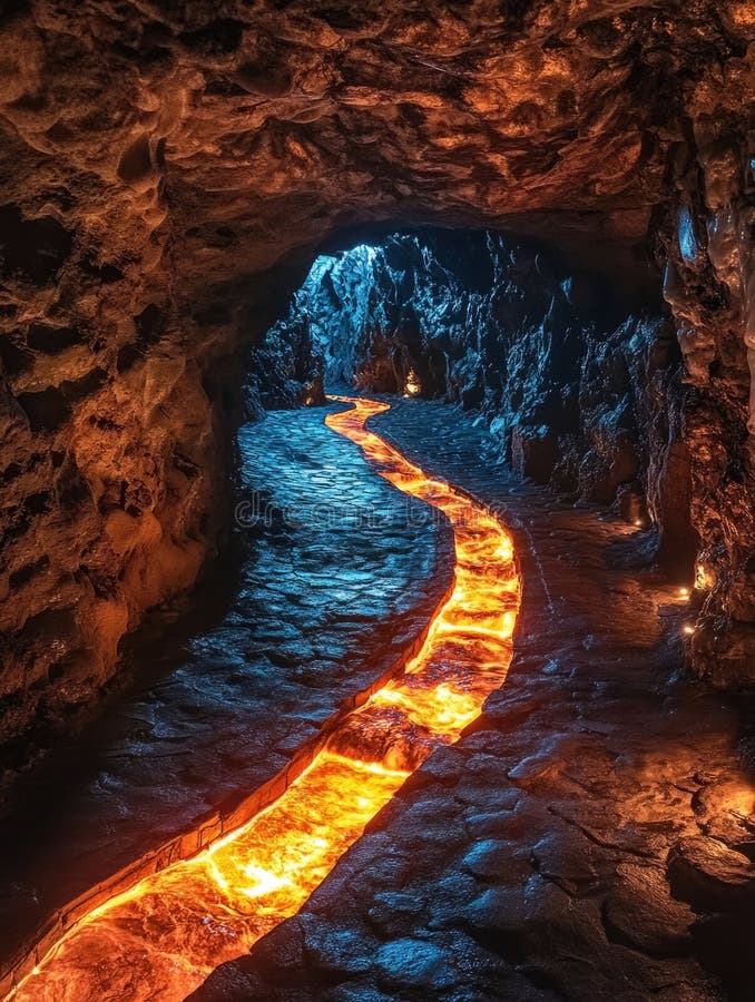 Glowing Lava Path stock photo. Image of trail, tropical - 367217262
