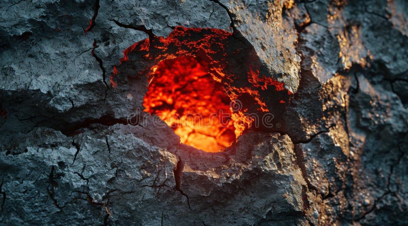 Glowing Lava Rock in a Dark Cave Stock Illustration - Illustration of pattern, subterranean ...