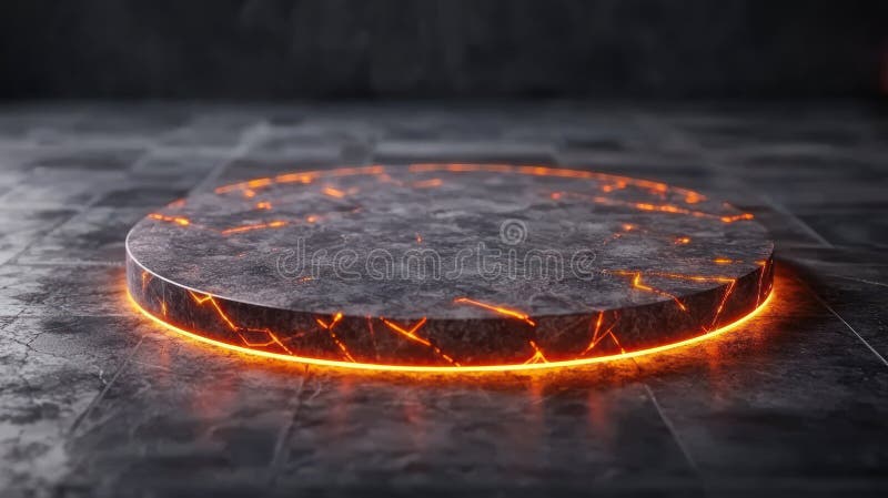 Glowing Lava Rock Platform, Dark Studio, Product Display Stock ...