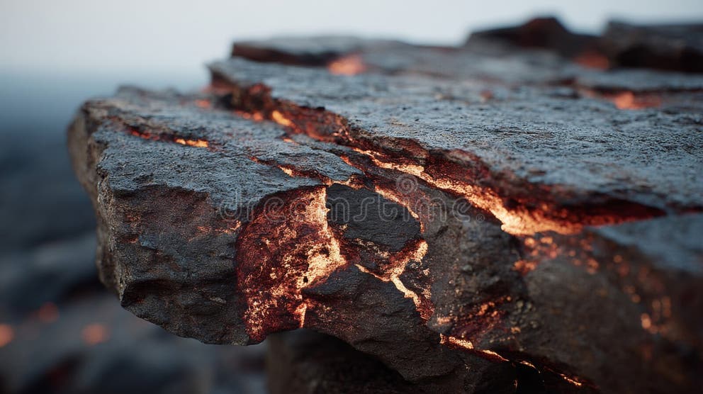 Glowing Lava Rock Texture Closeup Stock Illustration - Illustration of ...
