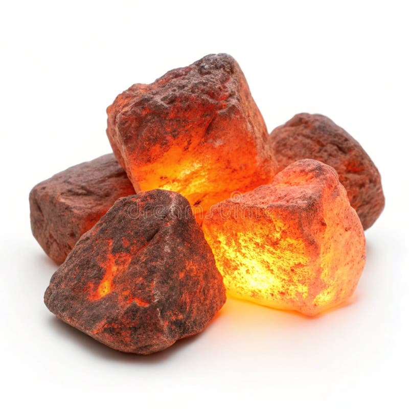 Glowing Lava Rocks Isolated on White Background Stock Illustration ...