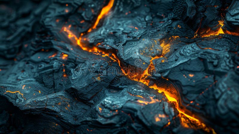 Vivid Lava Flow Revealing Intricate Textures and Glowing Patterns on ...