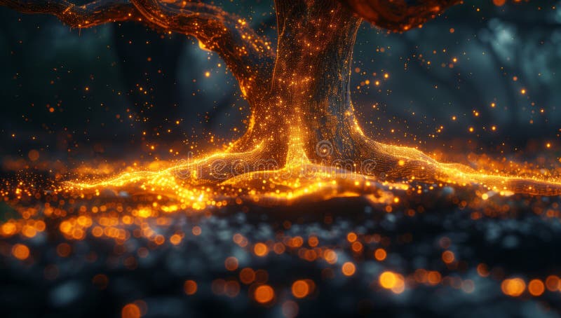 Glowing Lava Tree Roots, Beautifully Illuminated by an Ethereal and ...