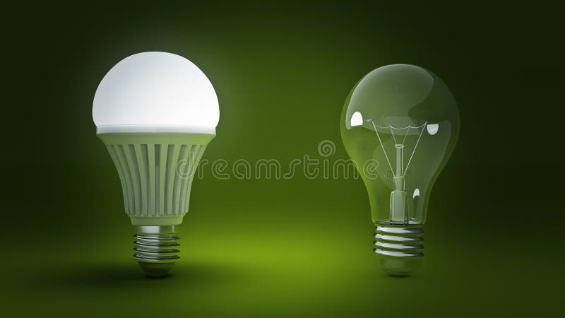 Glowing LED Bulb and Simple Light Bulbs. Stock Illustration ...