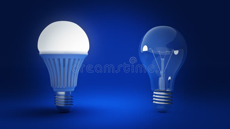 Glowing LED Bulb and Simple Light Bulbs. Stock Illustration ...