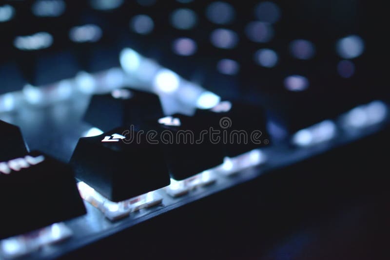 Glowing LED Computer Keyboard in the Dark Stock Photo - Image of design ...