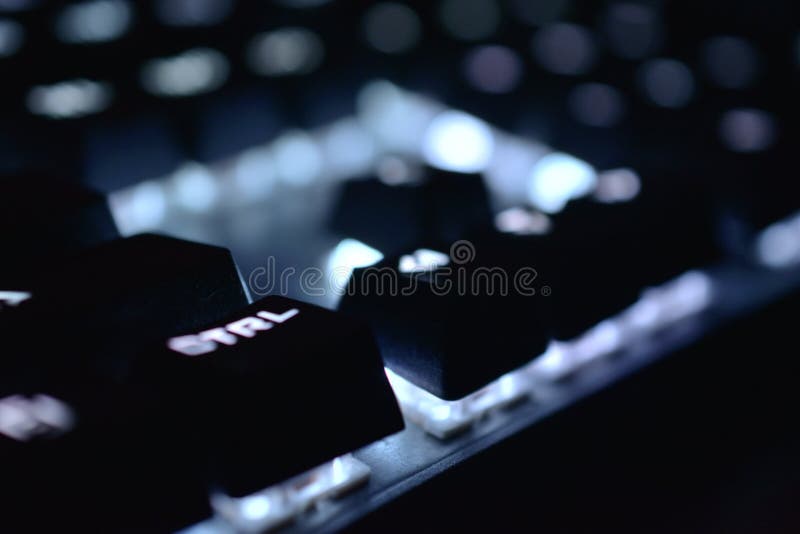 Glowing LED Computer Keyboard in the Dark Stock Image - Image of black ...