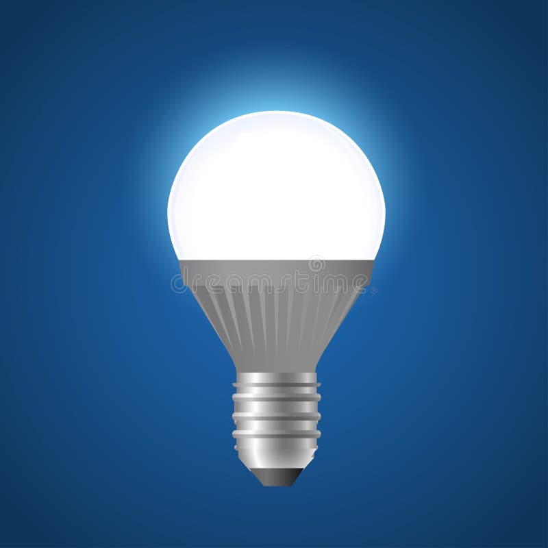 Glowing LED Light Bulb - Modern Vector Realistic Illustration Stock ...