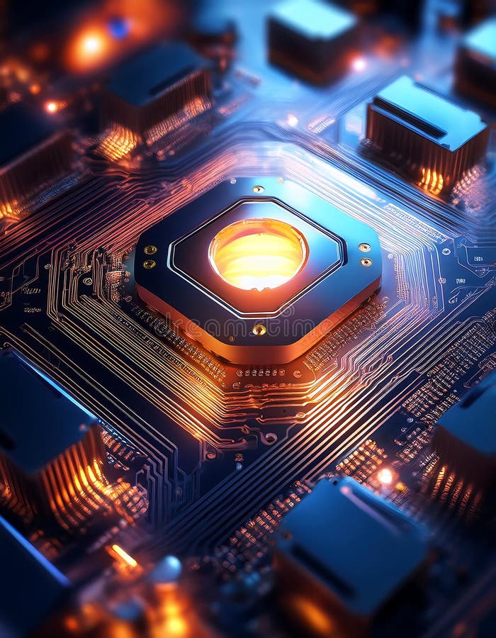 Glowing LED Light on Futuristic Motherboard Creates a Striking Visual ...