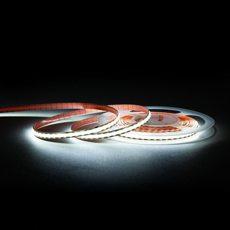 Glowing Led Strip in Roll on Black Dark Background Stock Photo - Image ...