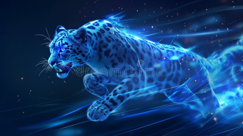 Glowing Leopard in Motion stock image. Image of power - 324717369