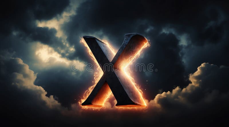 Glowing Letter X on Dark Background with Ai Generated Stock ...