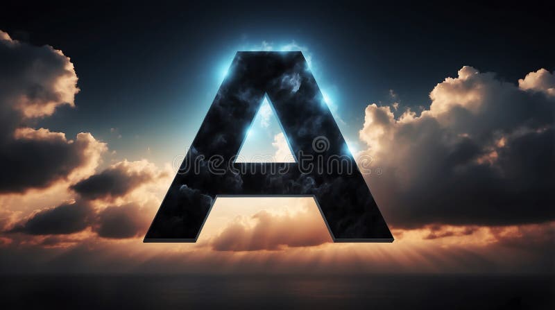 Glowing Letter a on Dark Background with Ai Generated Stock ...
