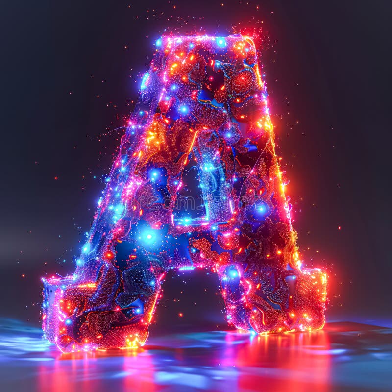 A Glowing Letter a Made of Colorful Lights Stock Image - Image of ...