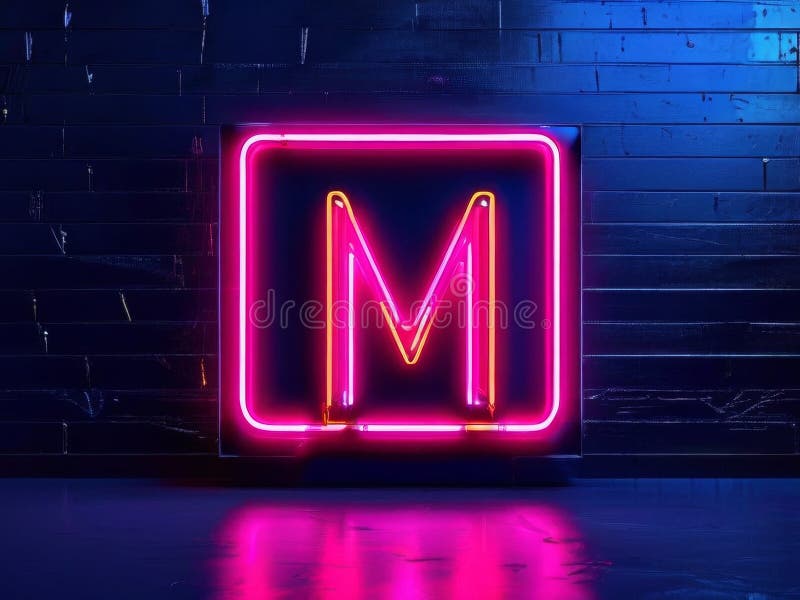 Glowing Letter in Neon Light Stock Illustration - Illustration of ...