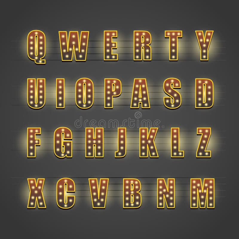 Glowing Letters Vector Collection Stock Vector - Illustration of ...