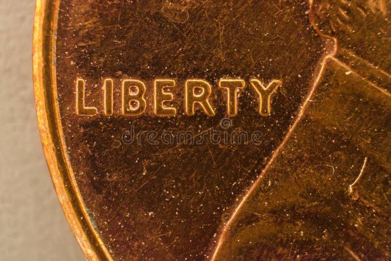 Glowing Liberty Text on a US Penny Stock Image - Image of glowing ...