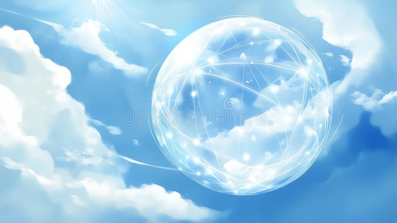 A Glowing Light Blue Orb Featuring Radiant Particles and Lines Evokes a ...