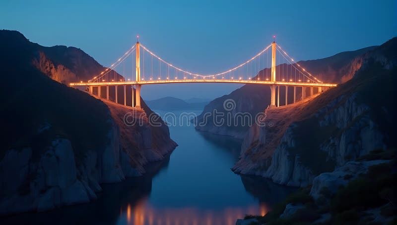 A Glowing Light Bridge Spanning Two Cliffs, Symbolizing Connection ...