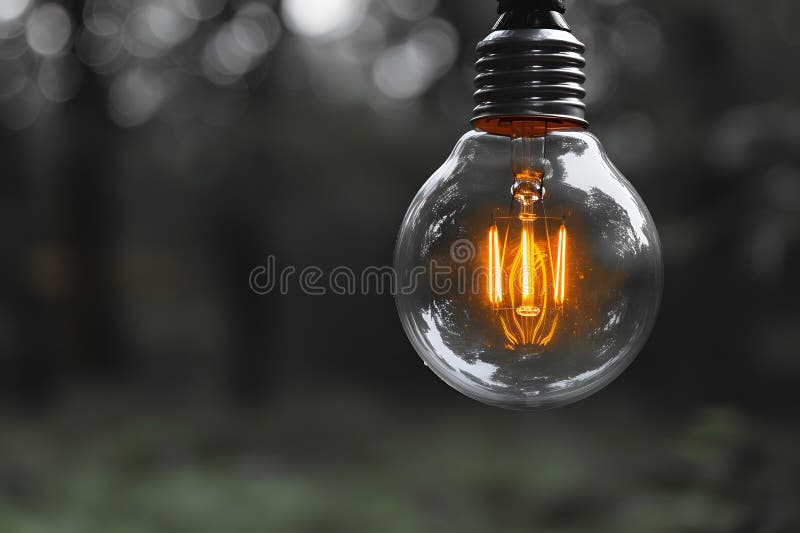 Glowing Light Bulb Against Blurred Forest Background for Inspirational ...