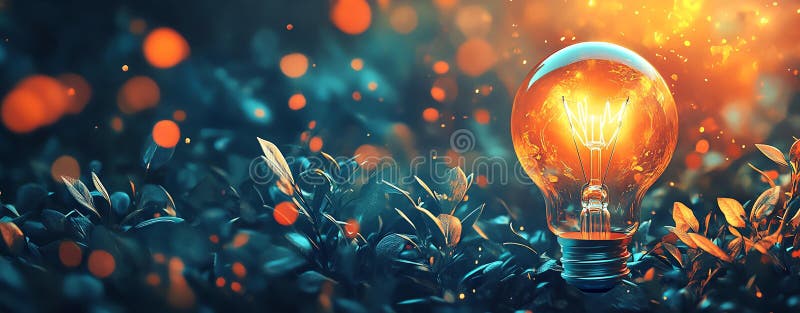 A Glowing Light Bulb Amidst a Sparkling, Textured Background ...