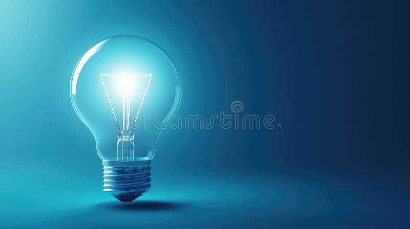 Glowing Light Bulb on a Blue Background Stock Illustration ...