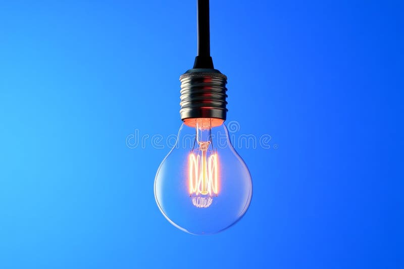 Glowing Light Bulb Blue Background Illuminates Innovation Bright Ideas ...