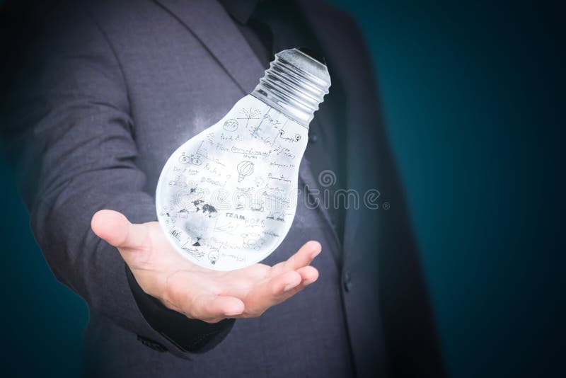 Glowing Light Bulb, Business Idea Concept Stock Image - Image of glass ...