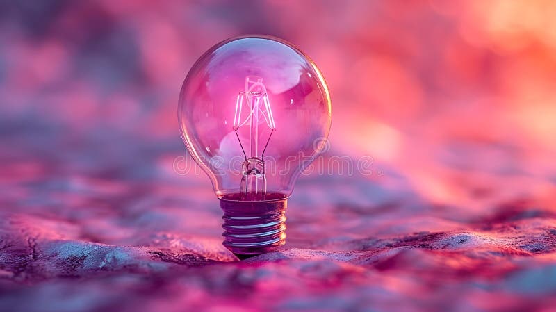 Glowing Light Bulb with Colorful Gradient Background - Concept of ...