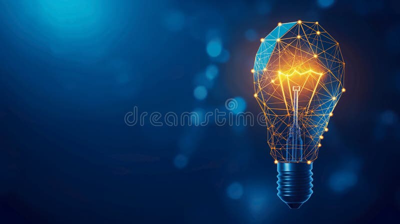 Glowing Light Bulb Concept on Blue Background Stock Image - Image of ...