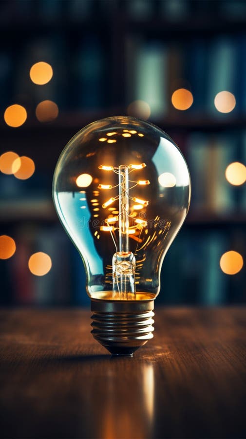 Glowing Light Bulb with Creativity Twinkling Lights on a Book Ideas for ...