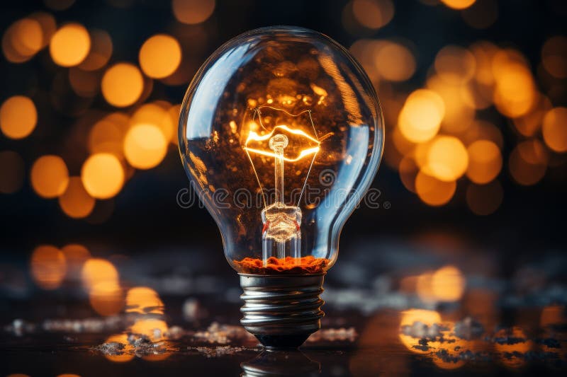 Glowing Light Bulb on Dark Abstract Backdrop in Low Key Ambiance for ...