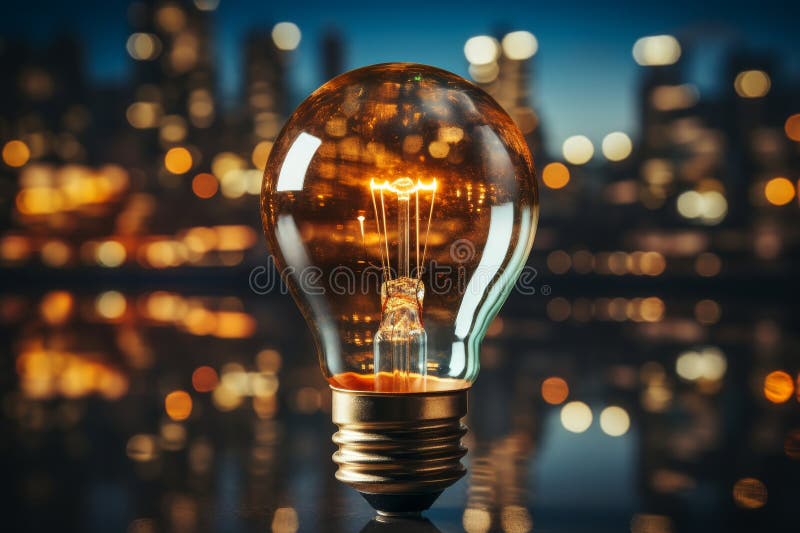 Glowing Light Bulb on Dark Abstract Backdrop in Low Lighting for ...