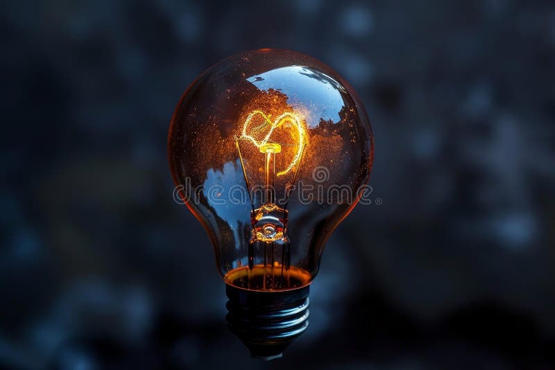 Glowing Light Bulb on Dark Background Stock Photo - Image of ...