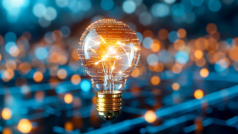 Illuminated Light Bulb Sitting on a Circuit Board Serves As a Powerful ...