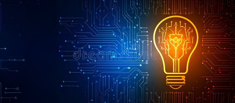 Glowing Light Bulb: a Digital Circuit Sparking Innovation. Connecting ...