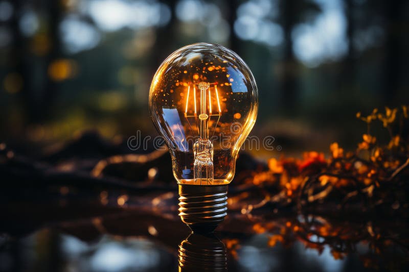 Glowing Light Bulb Displayed Against a Dark Abstract Background in Low ...