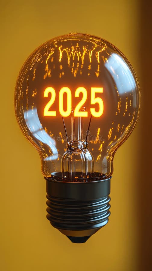 Light Bulb Showing Year 2025 Symbolizing Future Innovations and ...